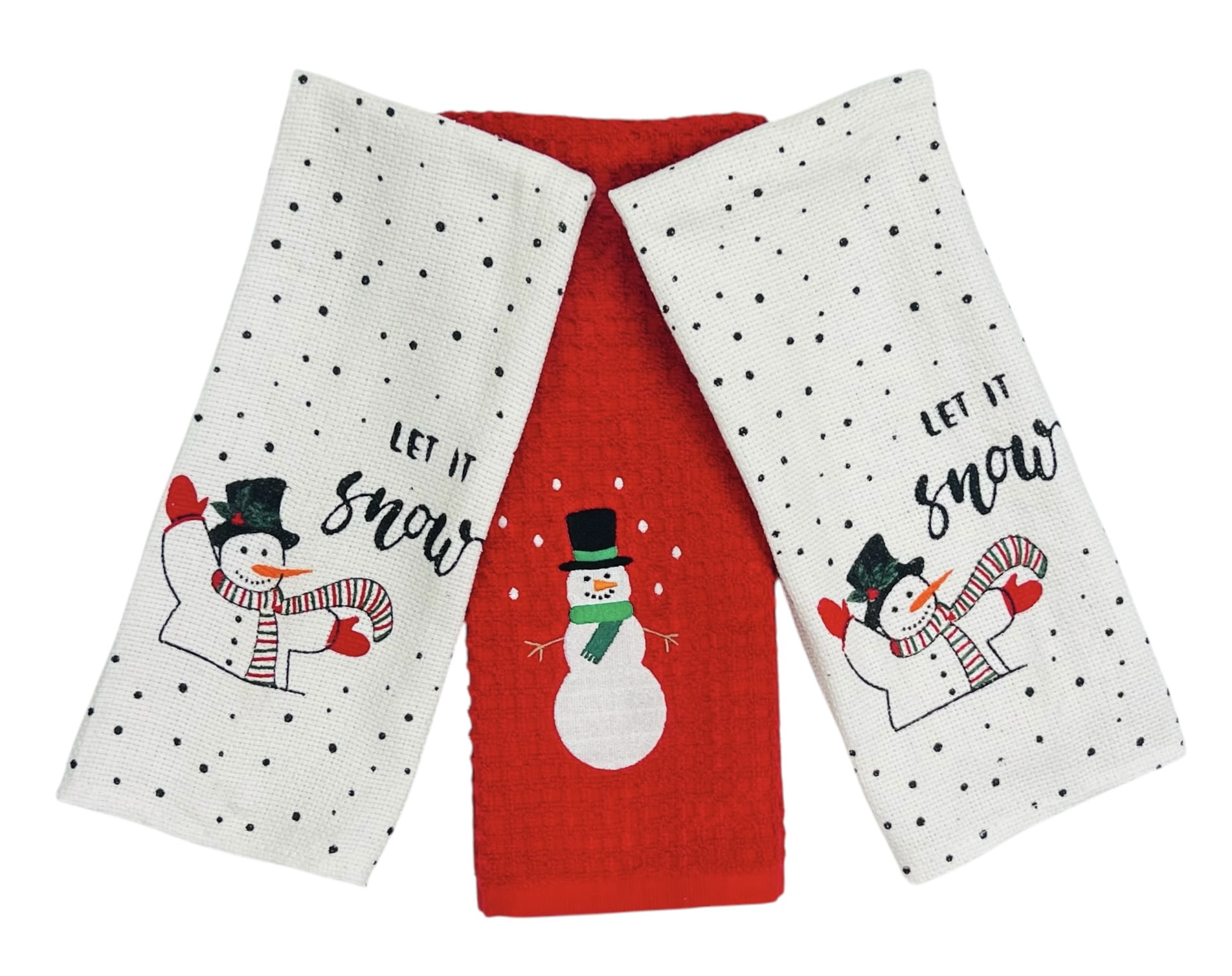 Serafina Home Xmas Kitchen Hand Towels: Let It Snow, Happy Holidays ...