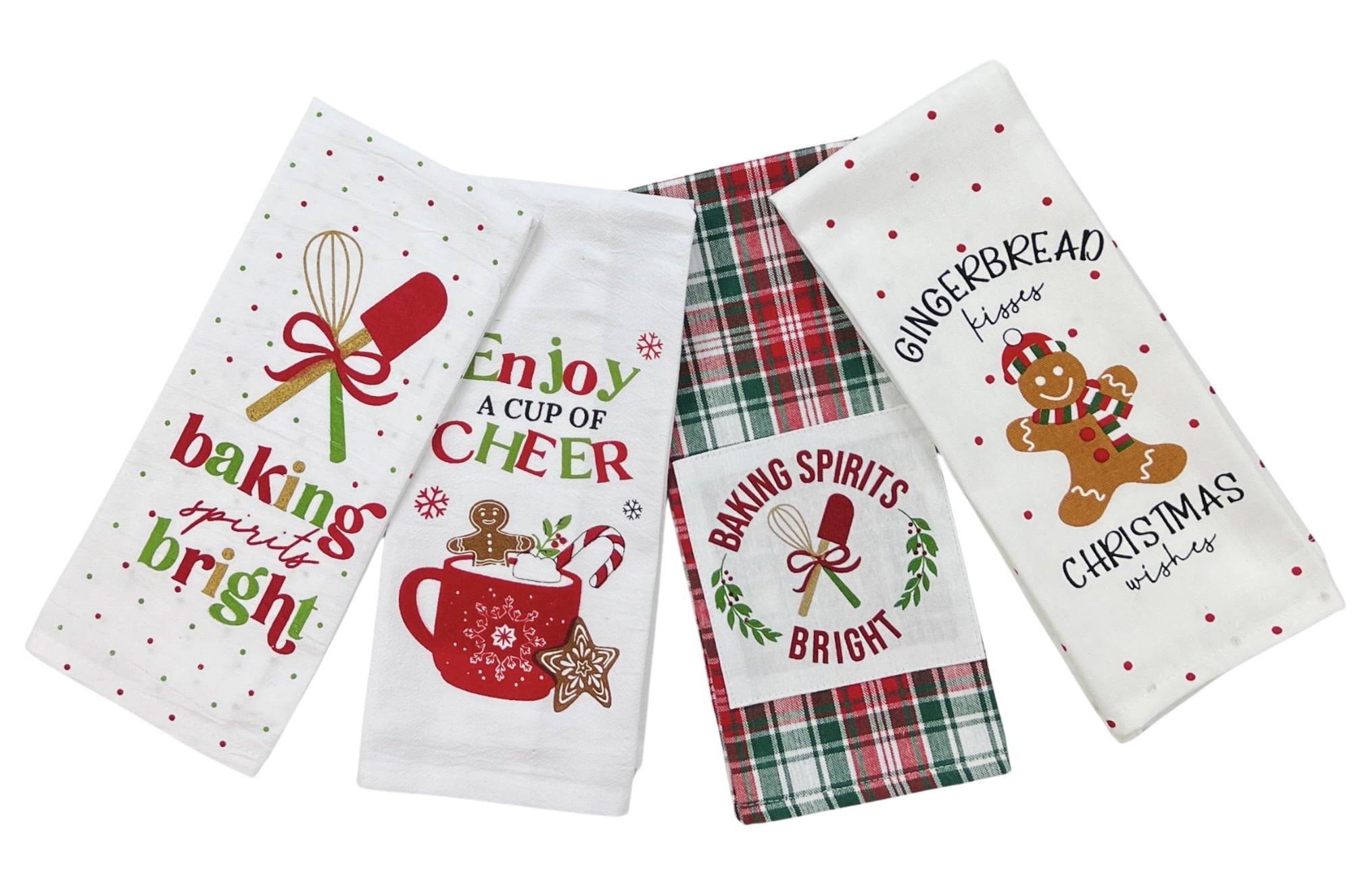 Serafina Home Xmas Decorative Dish Towels Set: Holiday Red Grey White ...