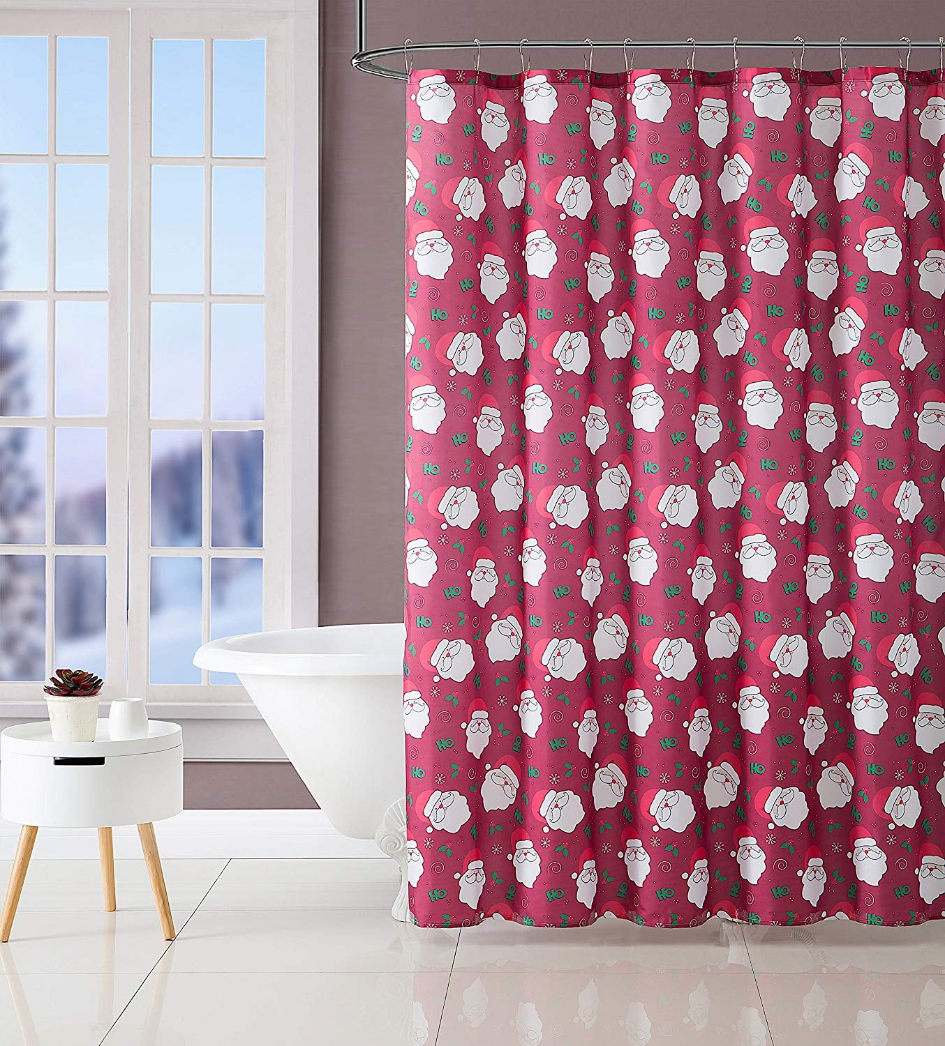Serafina Home Christmas Santa Claus Shower Curtain for Bathroom: Cute ...