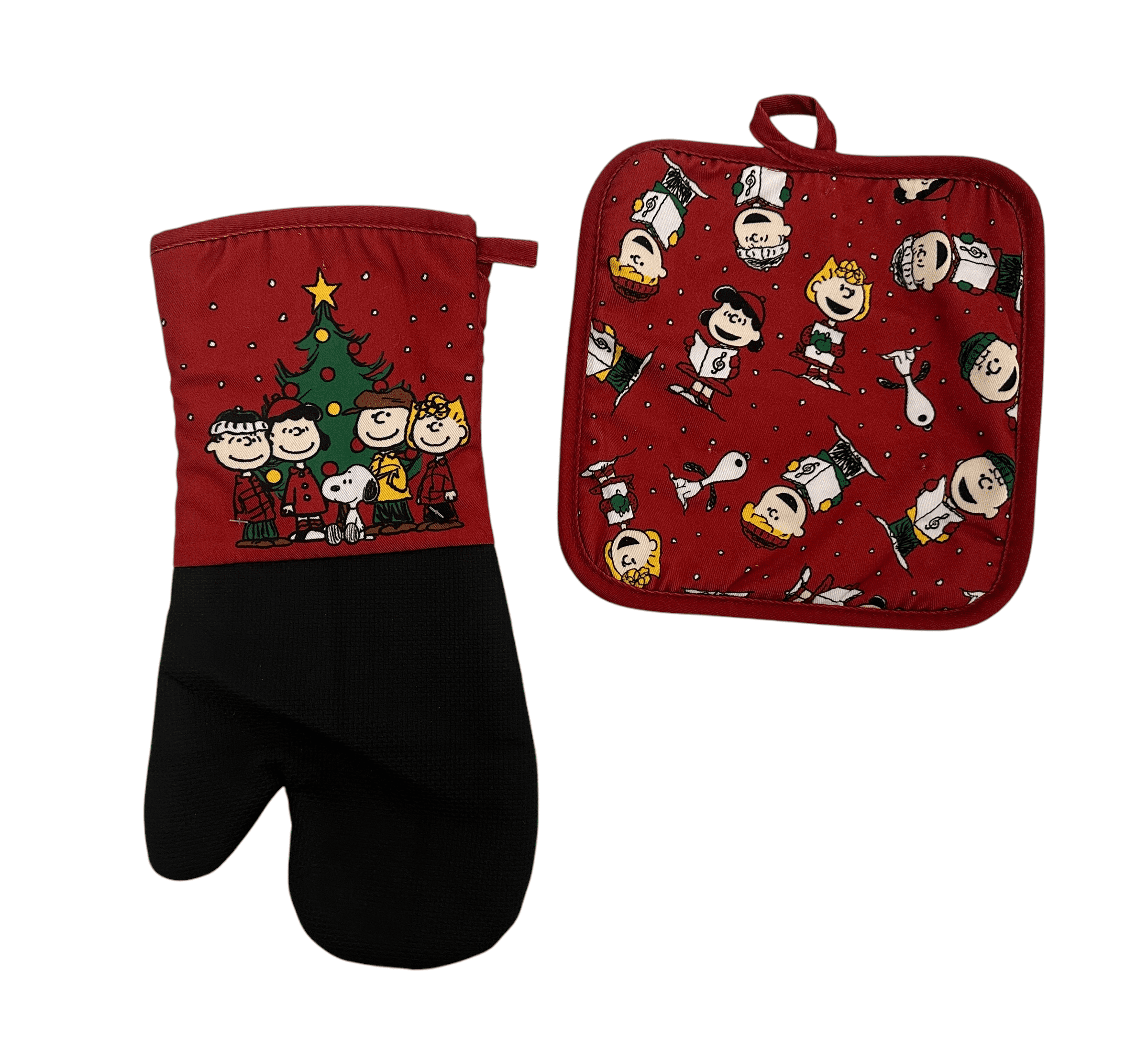 Serafina Home Peanuts Christmas Oversized Oven Mitt And Pot Holder Set ...