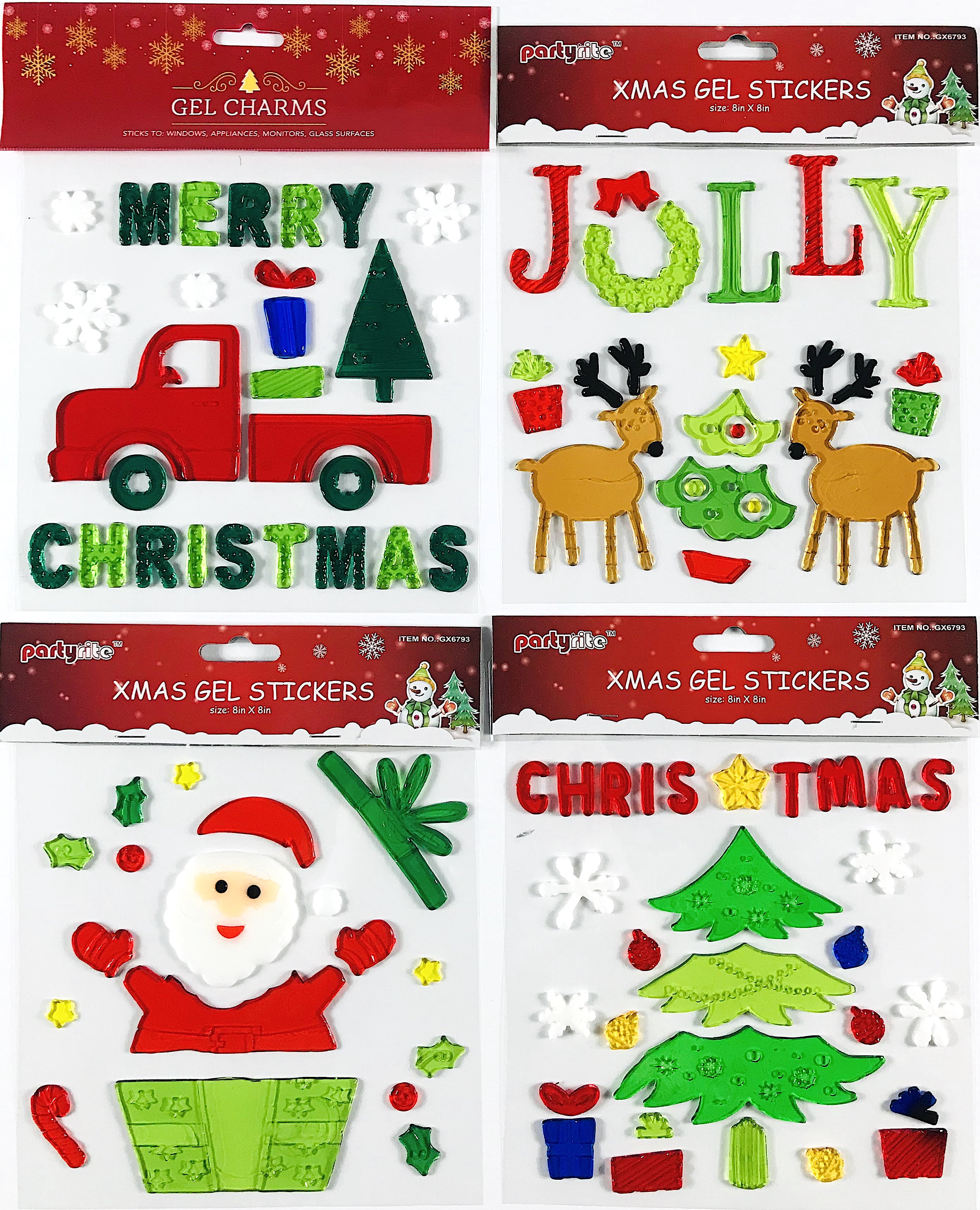 Serafina Home Christmas Window Gel Clings: Colorful Red Country Truck ...