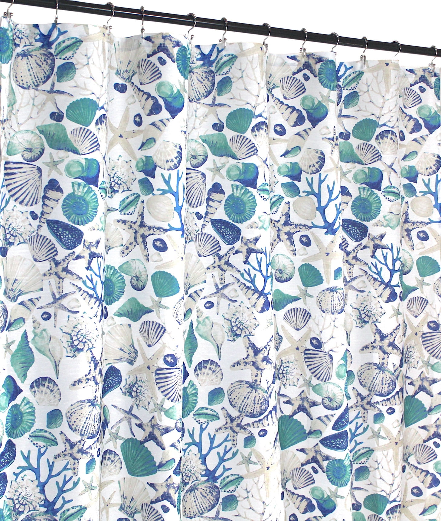 Serafina Home Coastal Shells Fabric Shower Curtain for Bathroom: Ocean ...