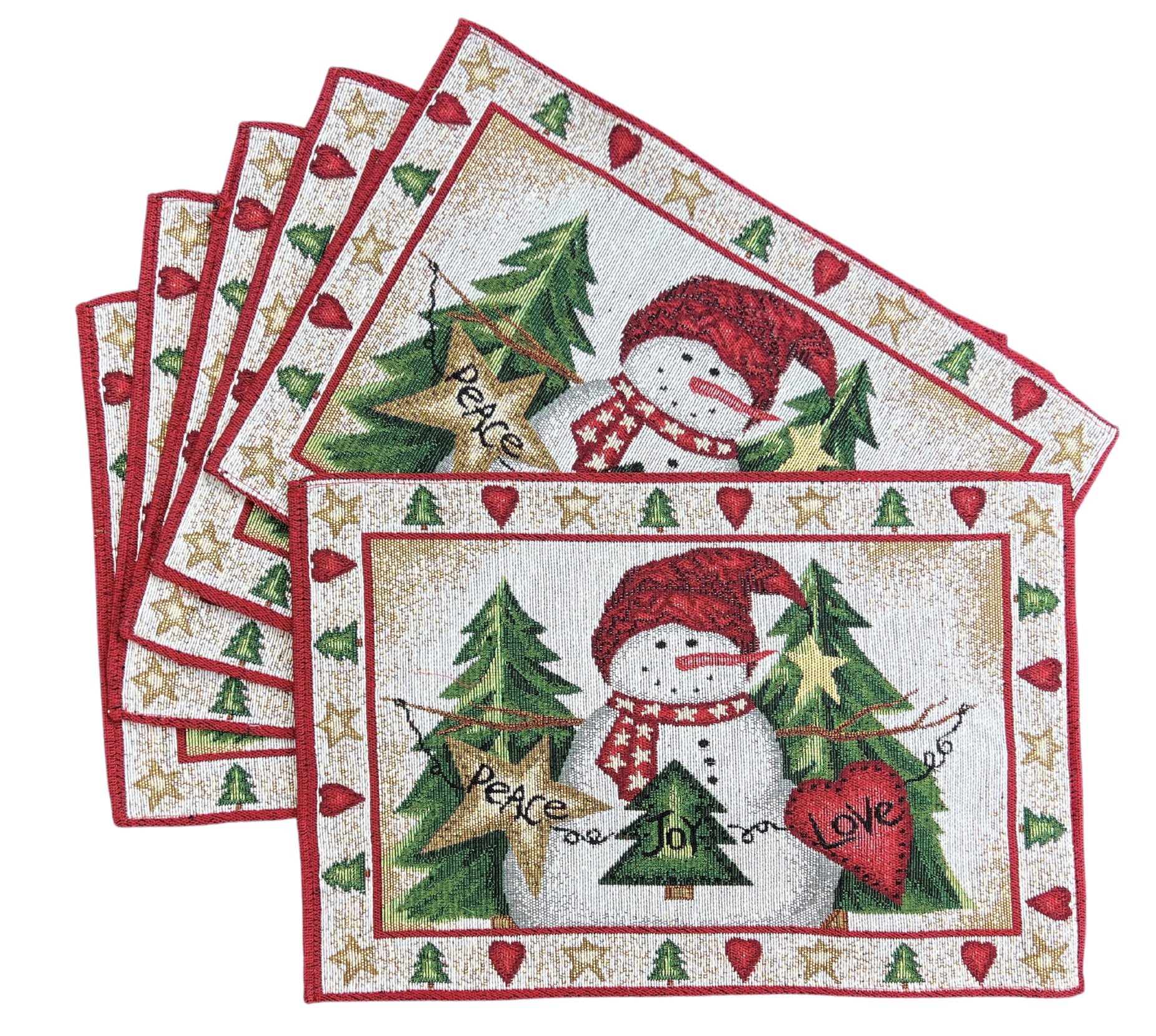 Serafina Home Christmas Snowman Placemat Set of 6, 13x18 inches, Easy ...