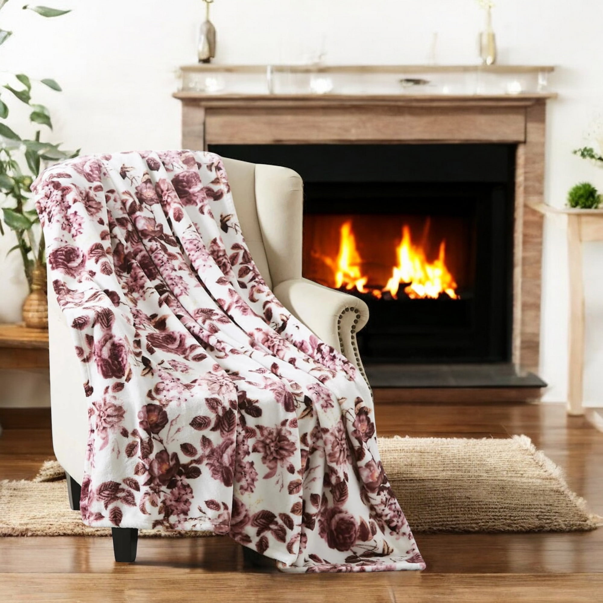 Serafina Home Decor Floral Fleece Throw Blankets: Soft Plush Flower ...