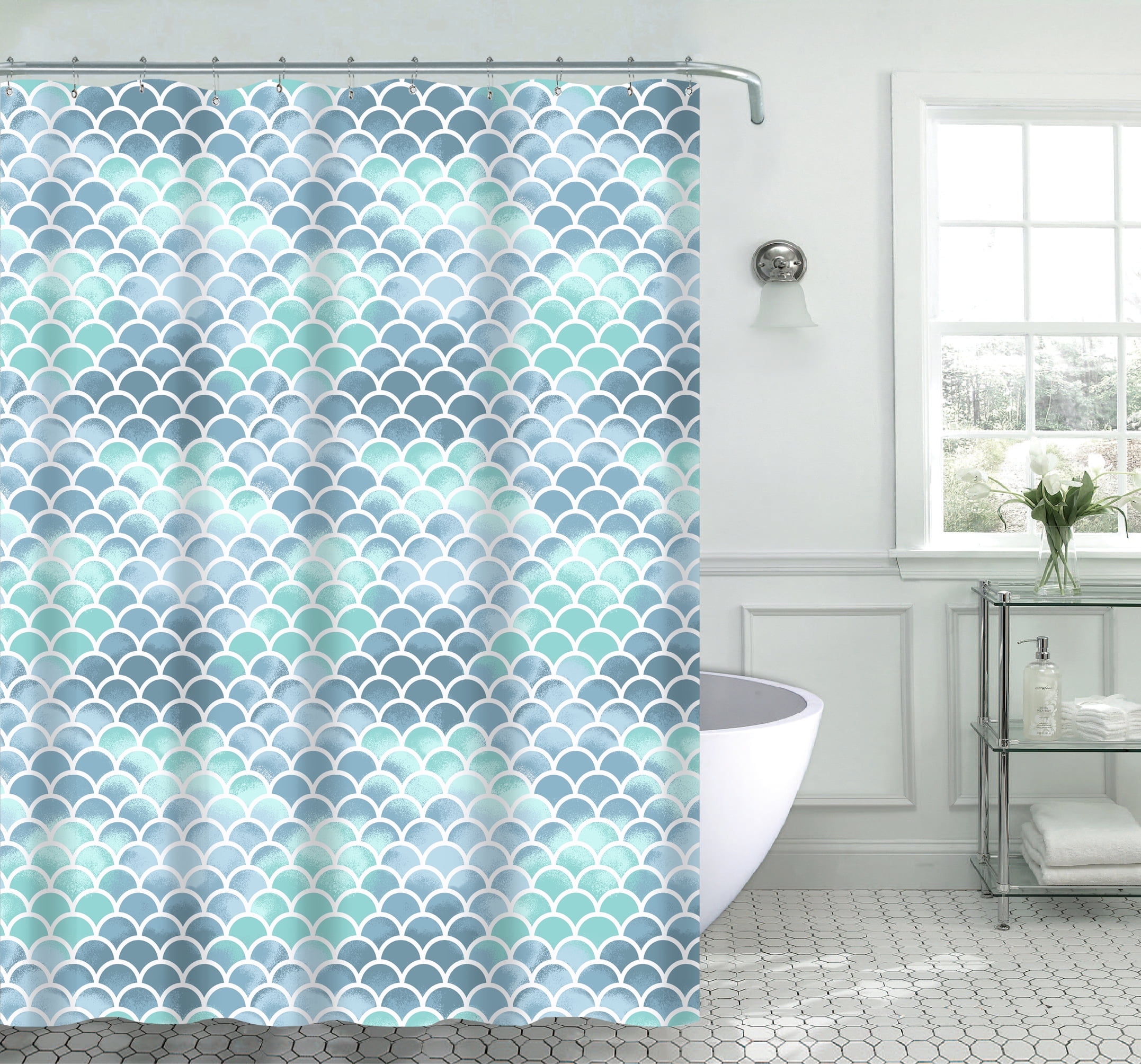 Serafina Home Decor Green, Blue and White Fish Scales/Mermaid Fabric ...