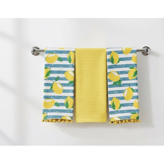 Serafina Home Decor Lemon Kitchen Towel Set: Bright Yellow Lemons on ...