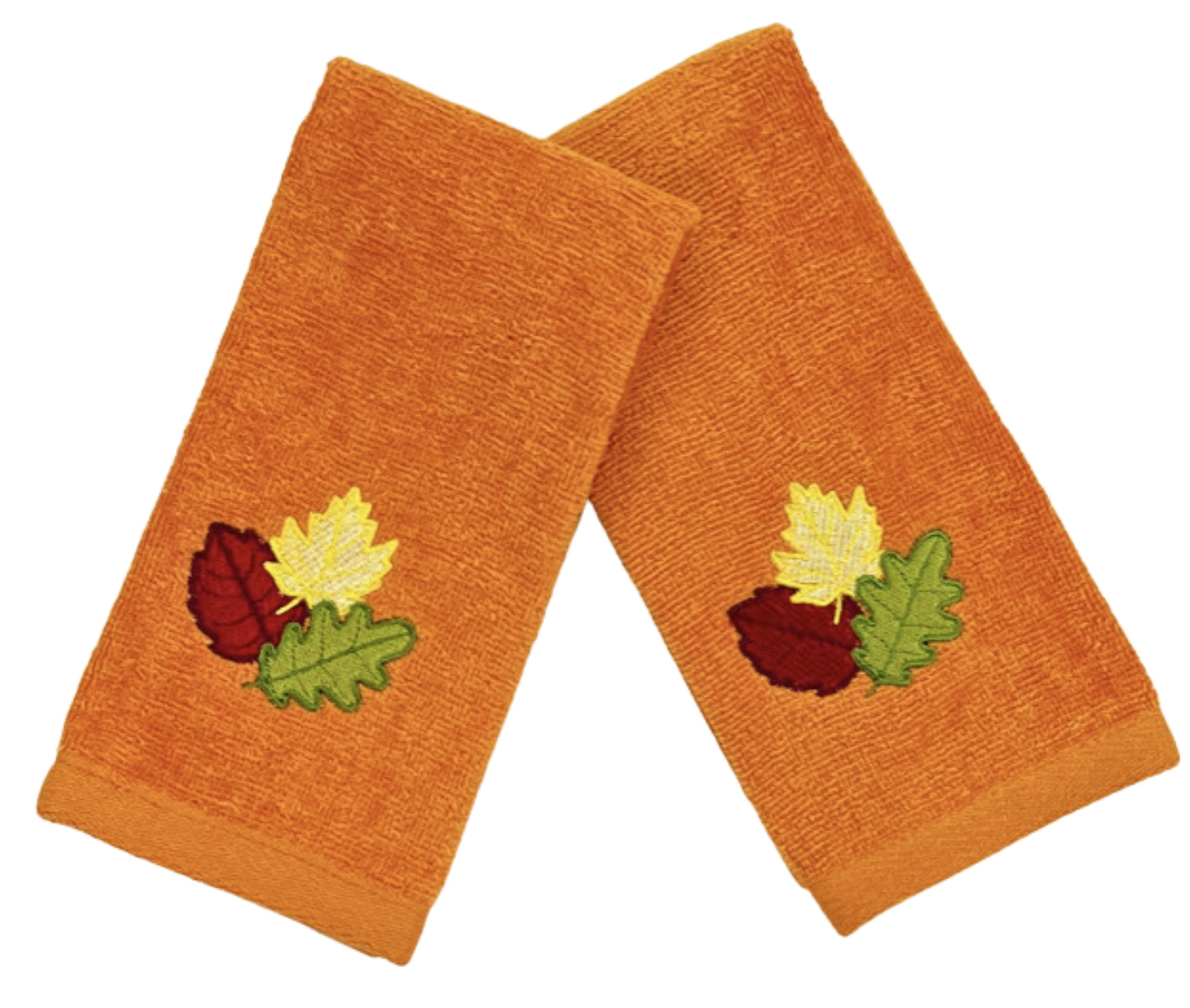 Serafina Home Decorative Fall Leaf Fingertip Towels: Embroidered Gold ...