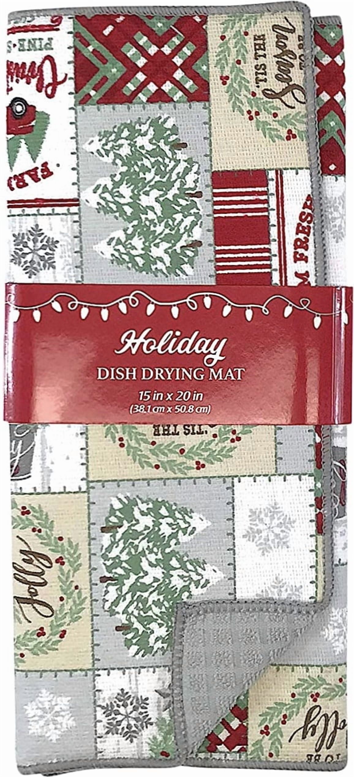 Serafina Home Decorative Holiday Christmas Dish Drying Mat: Snowy Trees ...