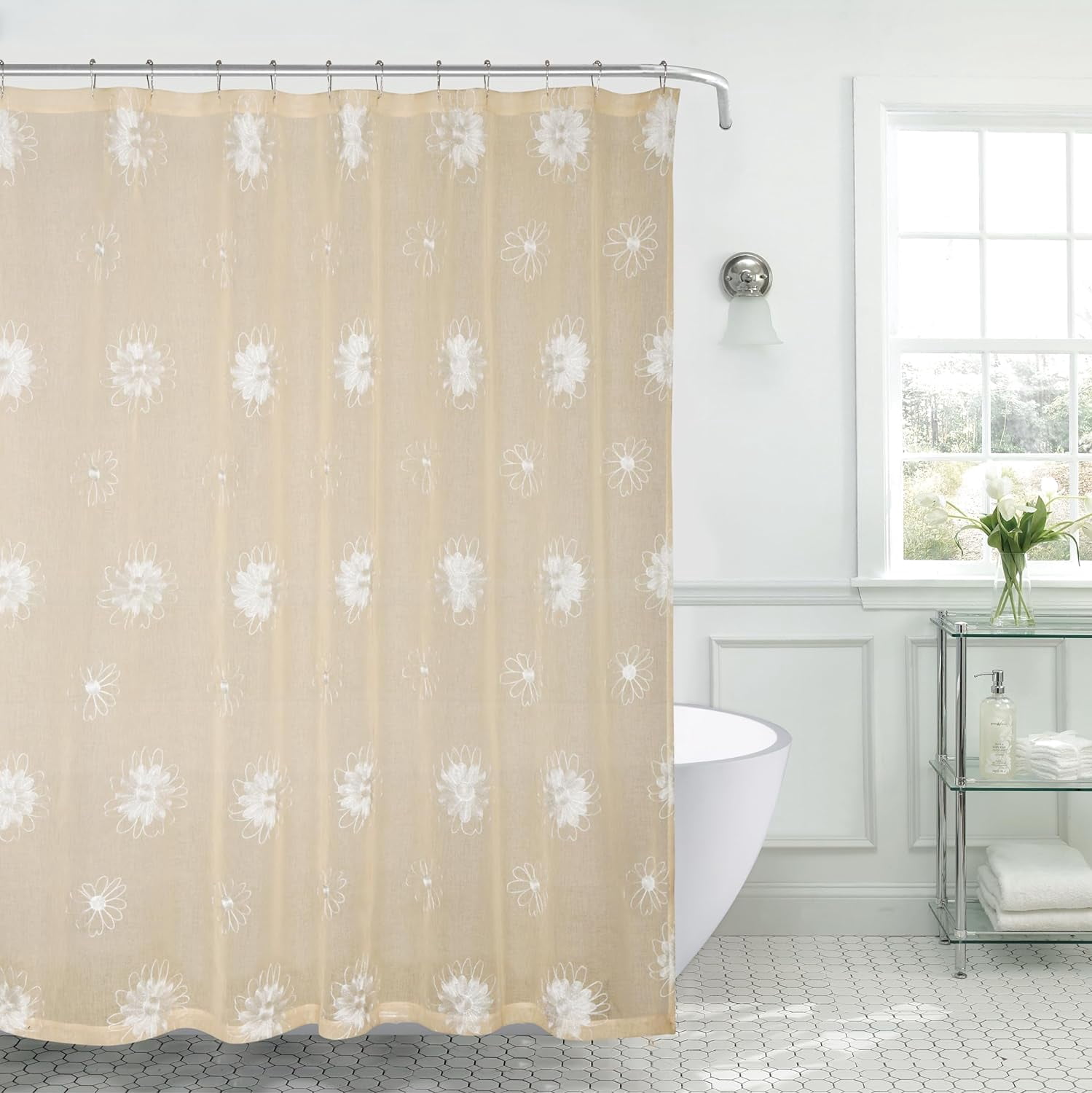 Serafina Home Decorative Sheer Fabric Shower Curtain for Bathroom ...
