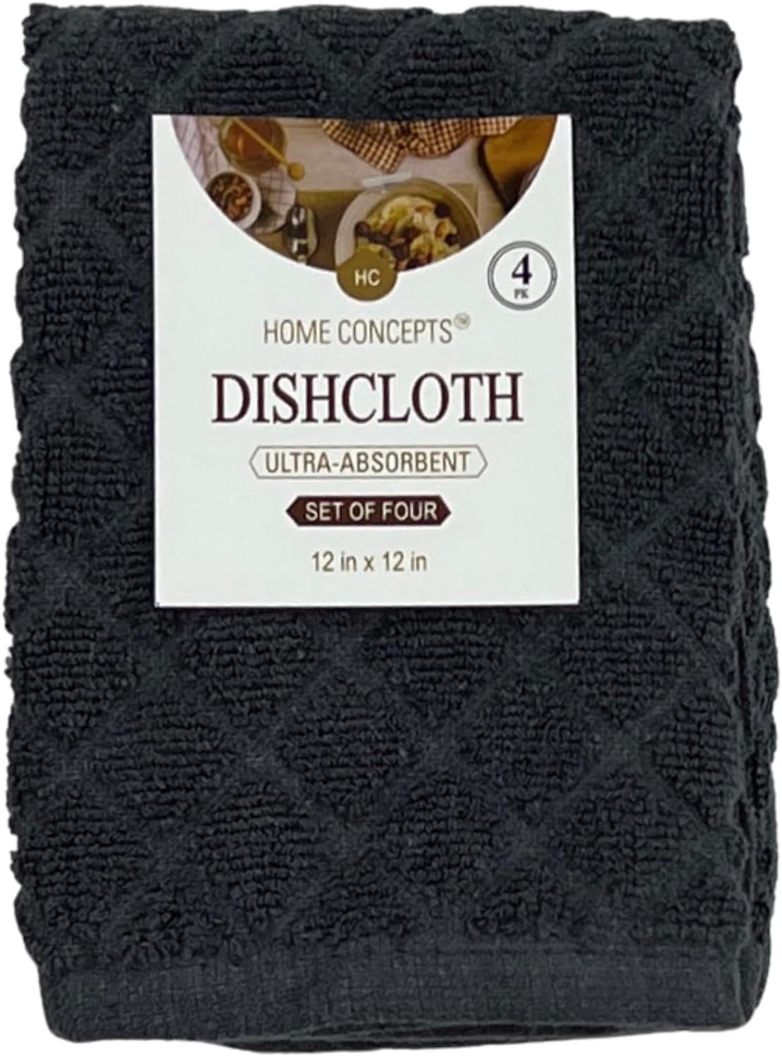 Serafina Home Diamond Weave Dark Grey Solid Neutral Kitchen Dish Cloths ...