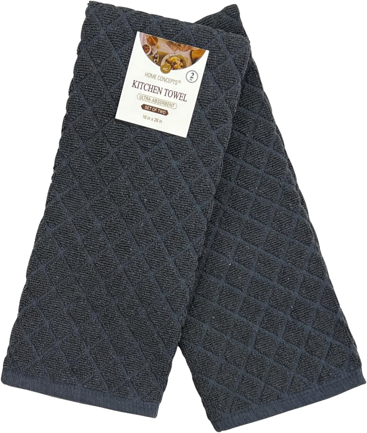 Serafina Home Diamond Weave Dark Grey Solid Neutral Kitchen Dish Towels ...
