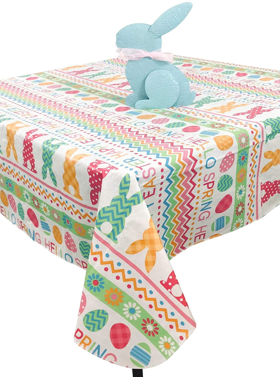 Serafina Home Easter Bunny Vinyl Tablecloth, Happy Spring Welcome ...