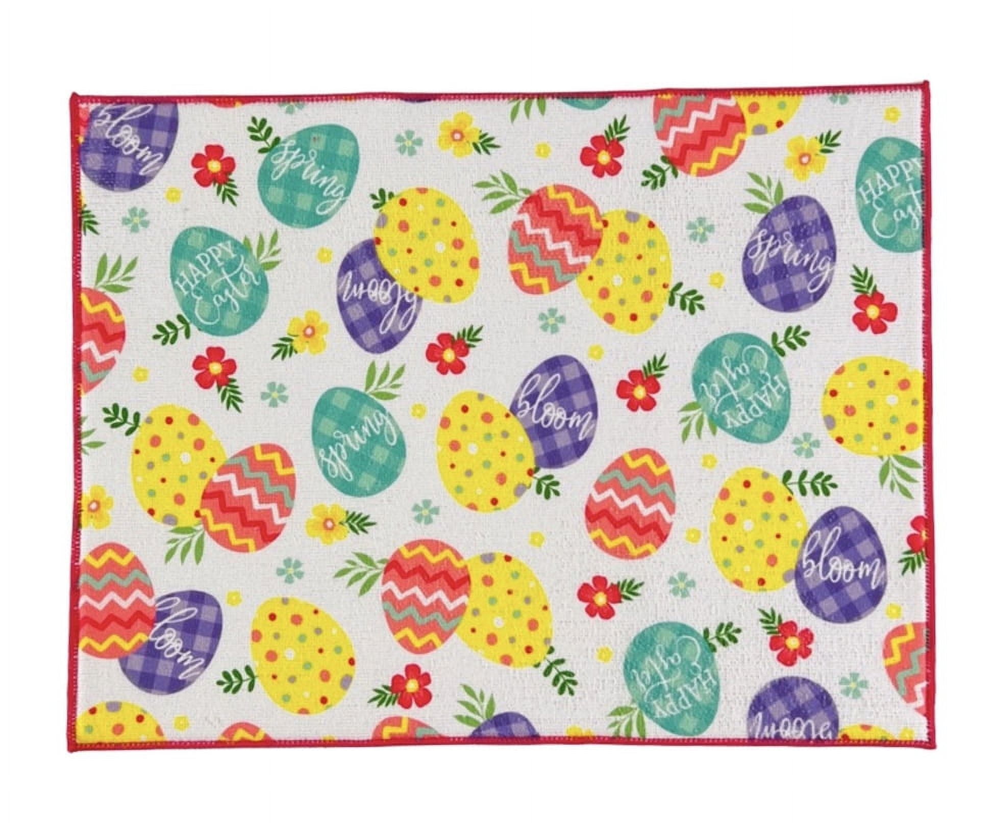 Serafina Home Easter Egg Dish Drying Mat: Colorful Decorated Eggs with ...