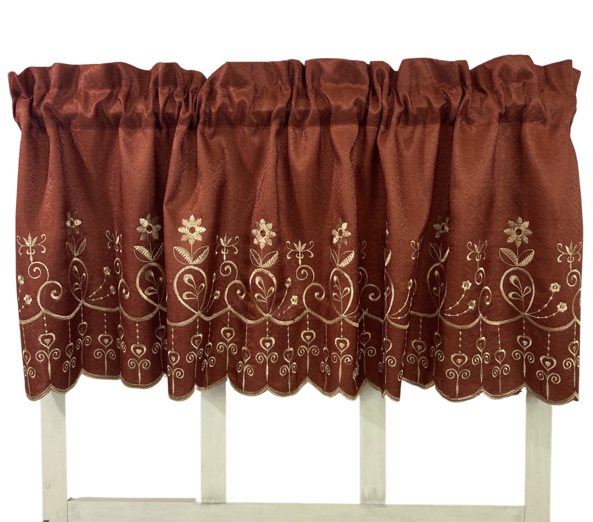 Serafina Home Embroidered Cinnamon Gold Valance For The Kitchen ...