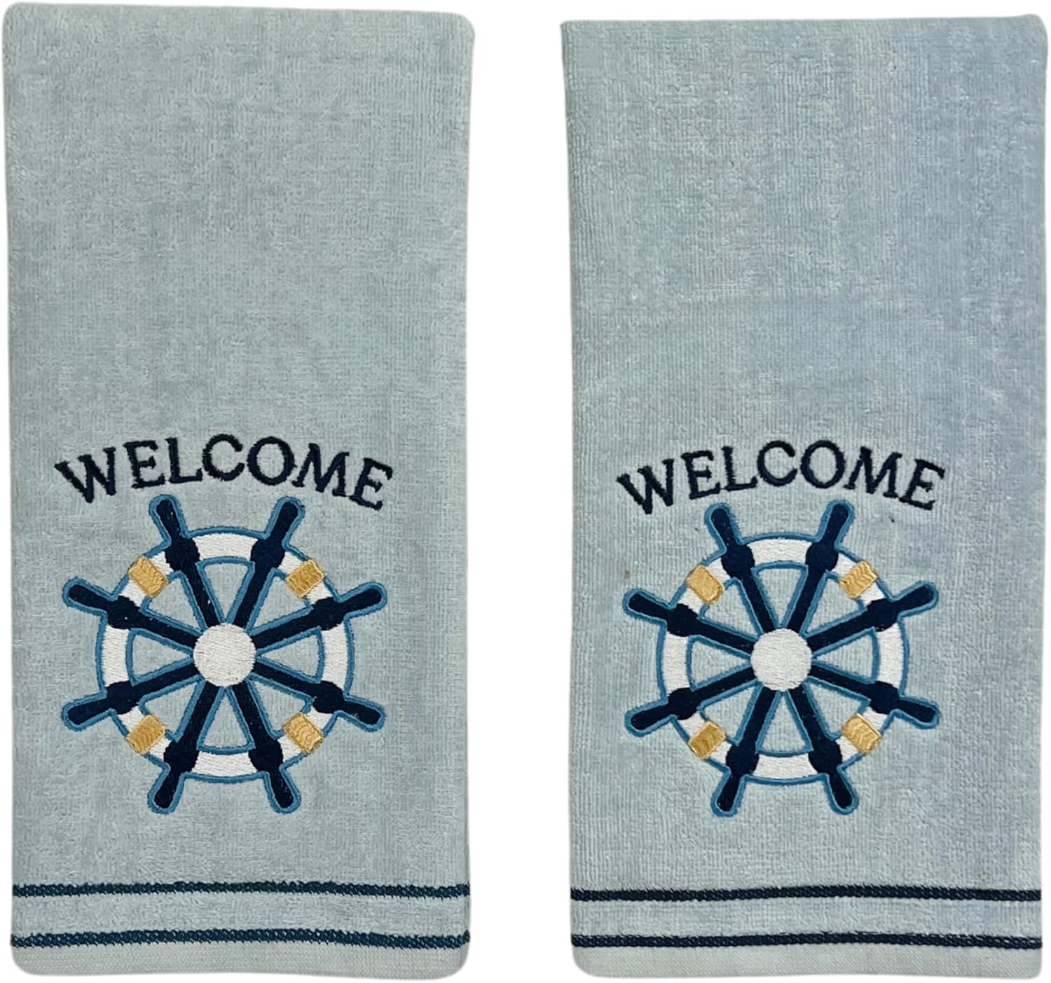 Serafina Home Embroidered Welcome Ship's Wheel Hand Towels, 2 Piece Set ...