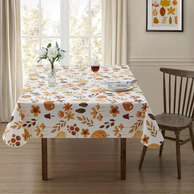 Serafina Home Fall Autumn Flannel Back Vinyl Tablecloth: Traditional ...