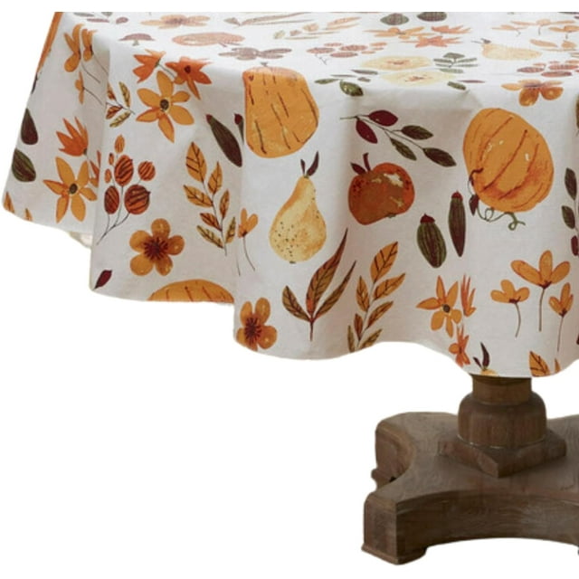 Serafina Home Fall Autumn Flannel Back Vinyl Tablecloth: Traditional ...