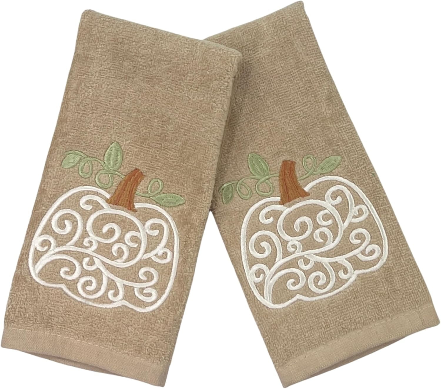 Serafina Home Fall Bathroom Fingertip Towels – Set of 2 Beige 100% ...