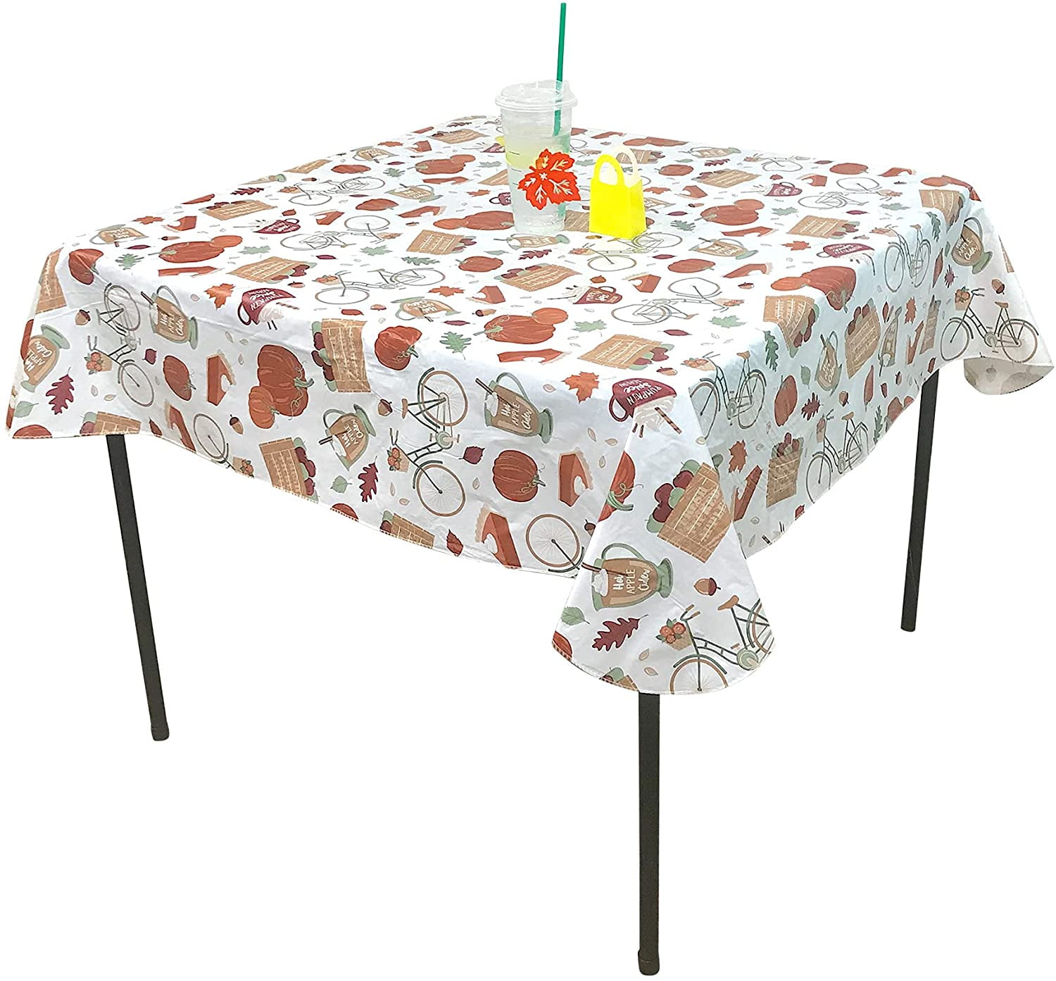 Serafina Home Fall Decor Autumn Flannel Vinyl Tablecloth: Colorful ...