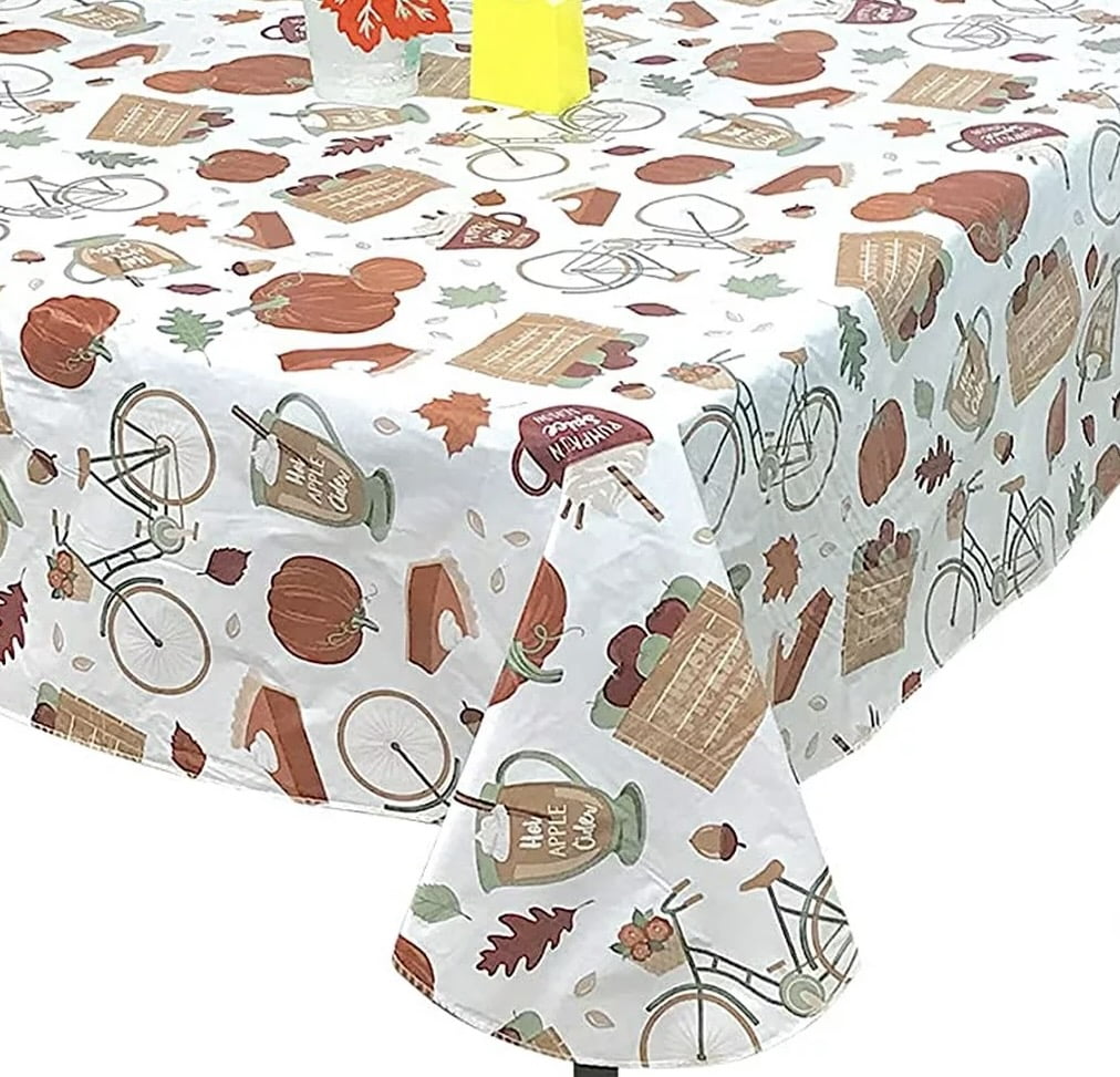 Serafina Home Fall Decor Autumn Flannel Vinyl Tablecloth: Colorful ...