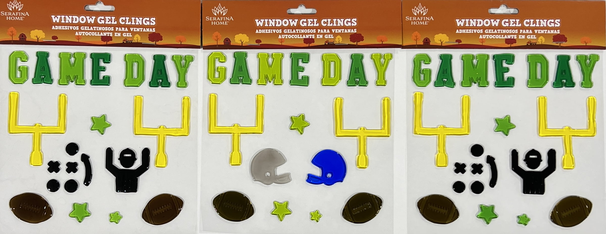 Serafina Home Thanksgiving Football Season Gel Cling Stickers for ...
