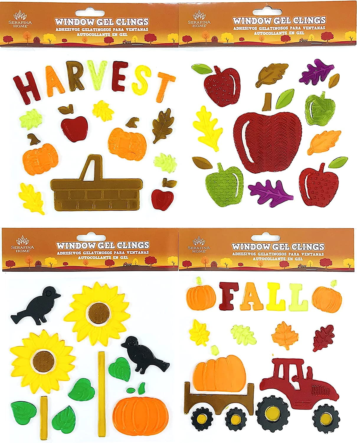 Serafina Home Fall Gel Window Clings: Welcome Fall Harvest Tractor ...