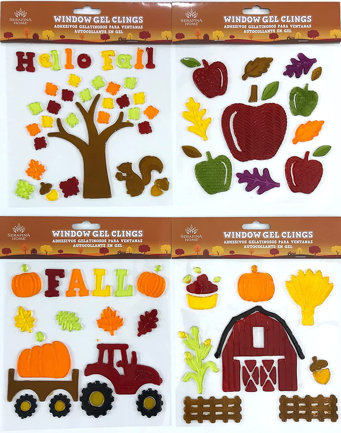 Serafina Home Fall Harvest Gel Window Clings: Colorful Autumn Tree ...