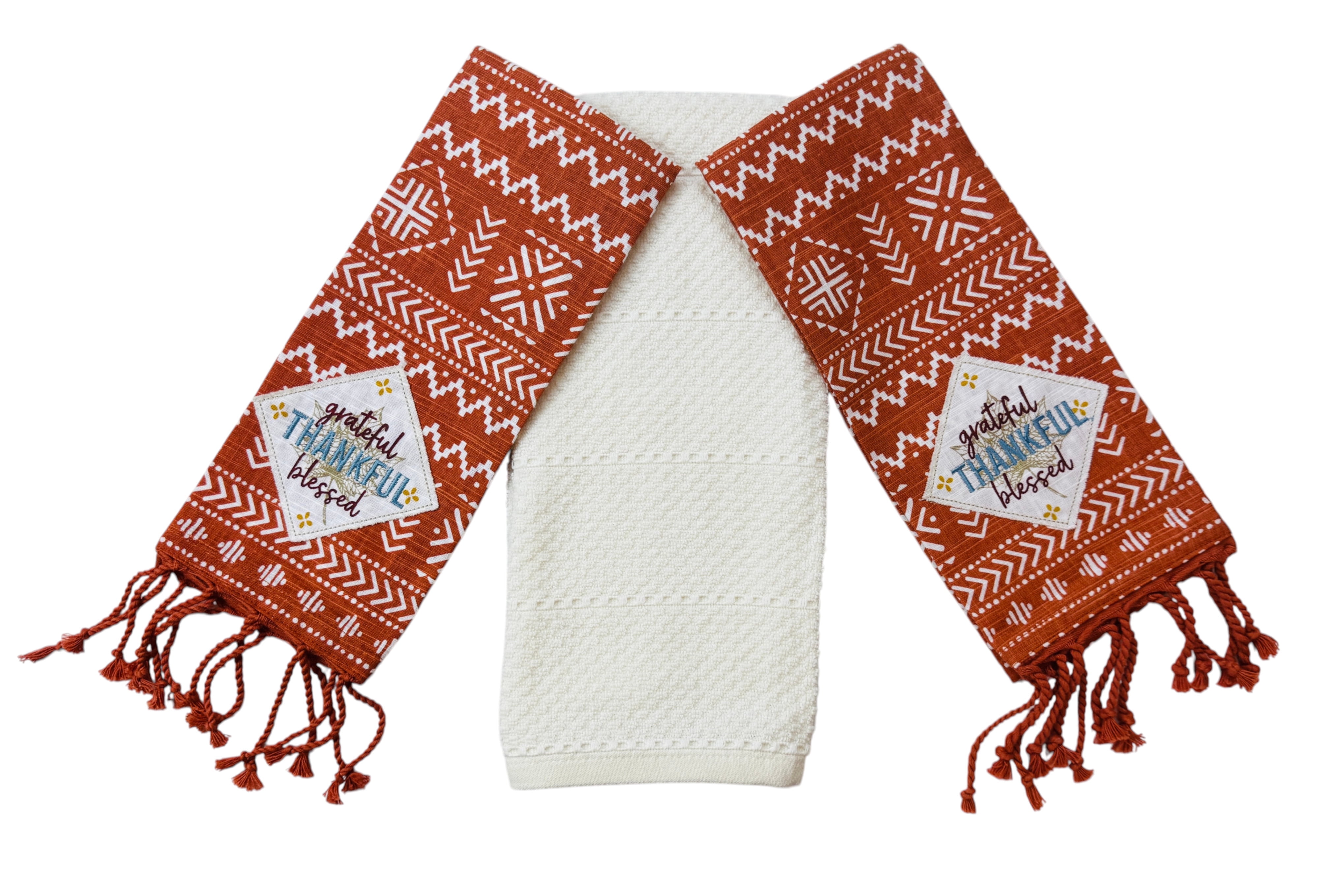 Serafina Home Grateful Thankful Blessed Kitchen Hand Towels Set: Home ...