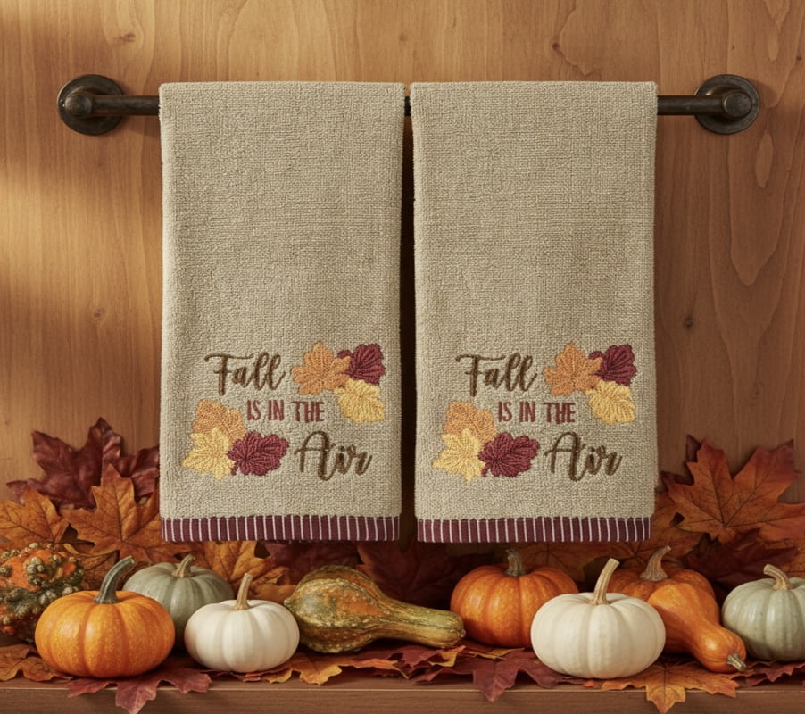 Serafina Home Fall Hand Towels for Bathroom – Set of 2 16” x 26