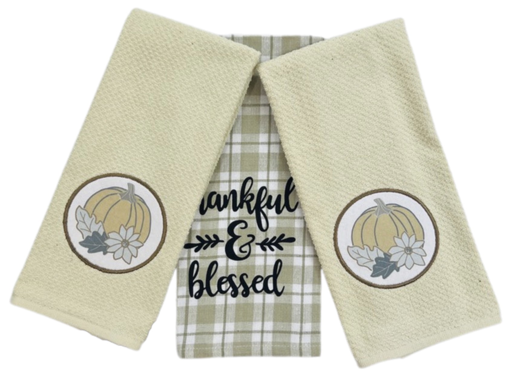 Serafina Home Fall Pumpkins Thankful And Blessed Ivory Kitchen Towel ...