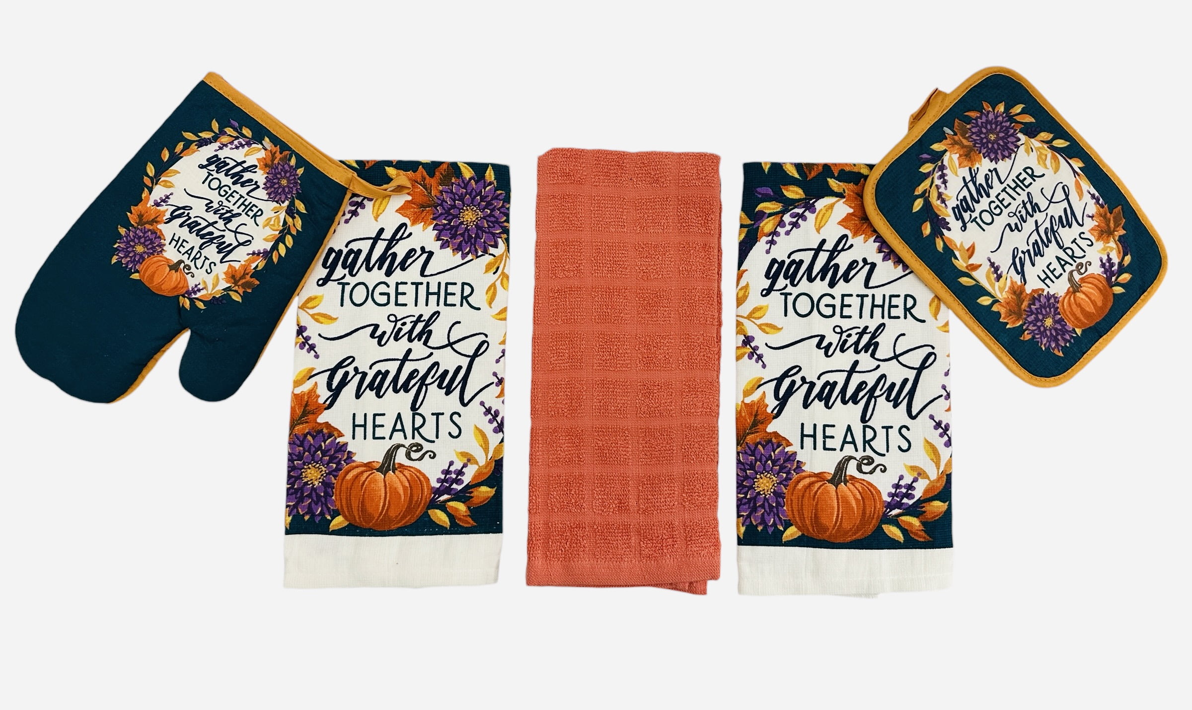 Serafina Home Farmhouse Autumn Thanksgiving Kitchen Towels and Pot ...