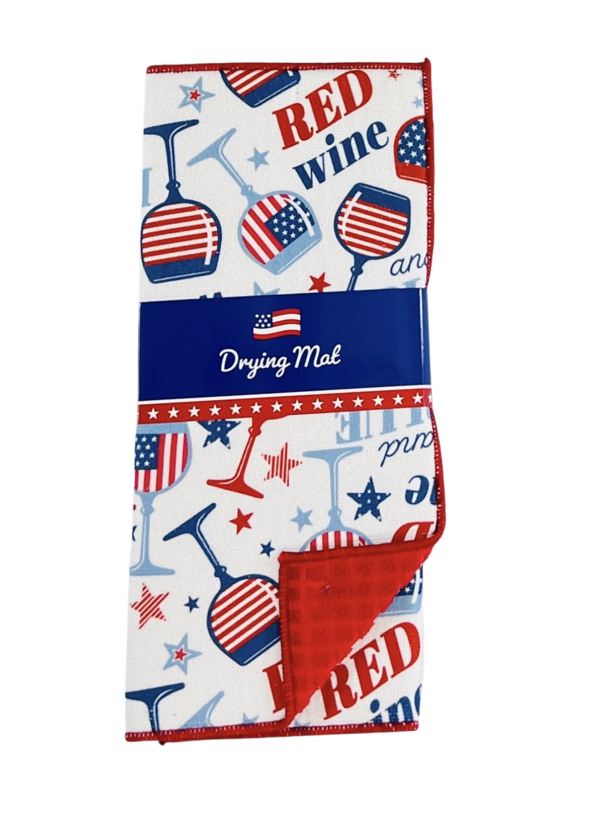 Serafina Home Fourth Of July Summer Wine Glasses Patriotic Drying Mat ...