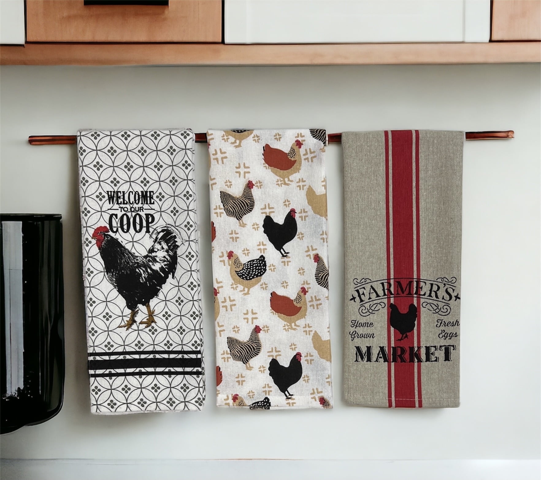 Serafina Home Fun Novelty Rooster Kitchen Dish Towels: Modern Farmhouse ...