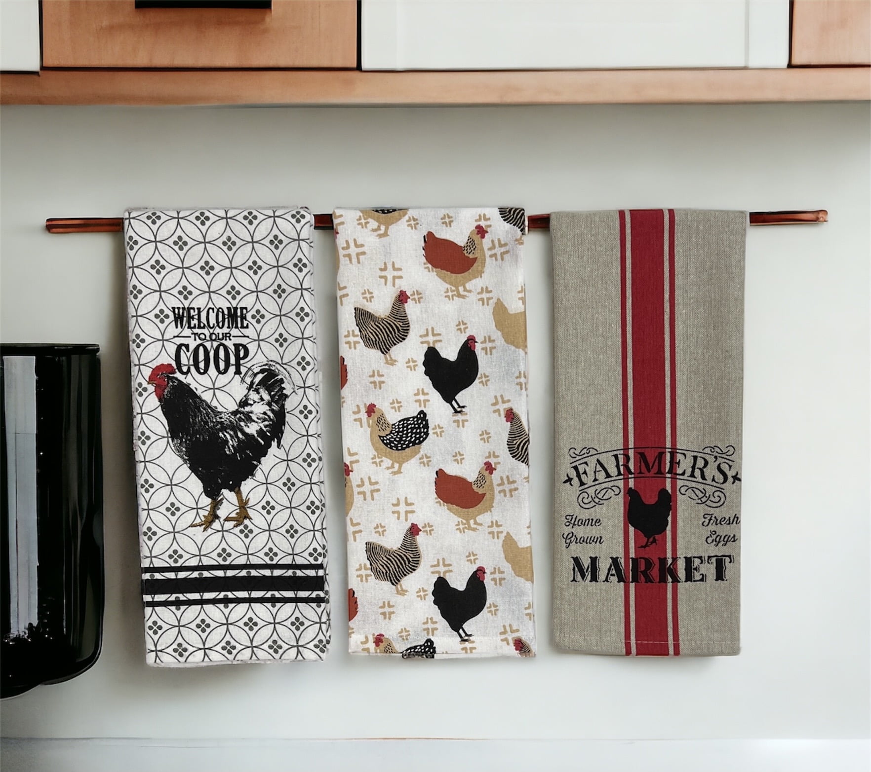 Serafina Home Fun Novelty Rooster Kitchen Dish Towels: Modern Farmhouse ...