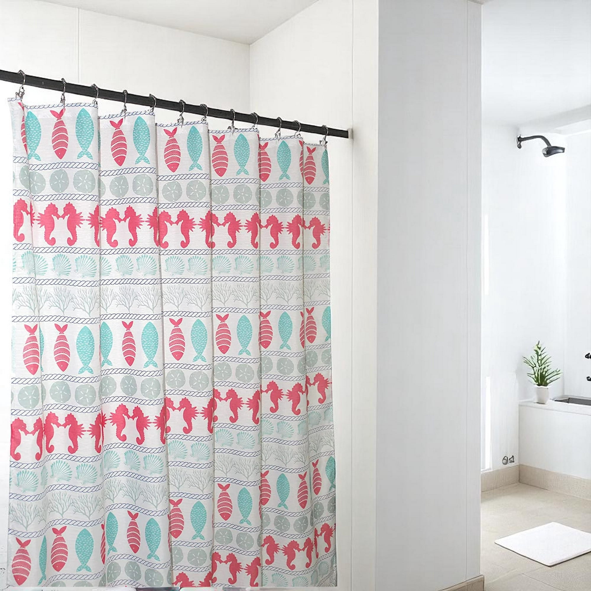 Serafina Home Fun Ocean Summer Fabric Shower Curtain for Bathroom: Fish ...