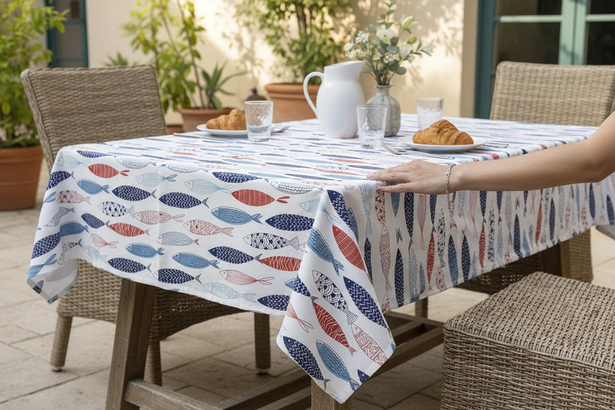 Serafina Home Plenty of Fish in The Sea Vinyl Flannel Back Tablecloth ...