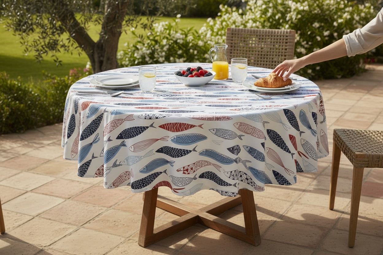Serafina Home Plenty of Fish in The Sea Vinyl Flannel Back Tablecloth ...