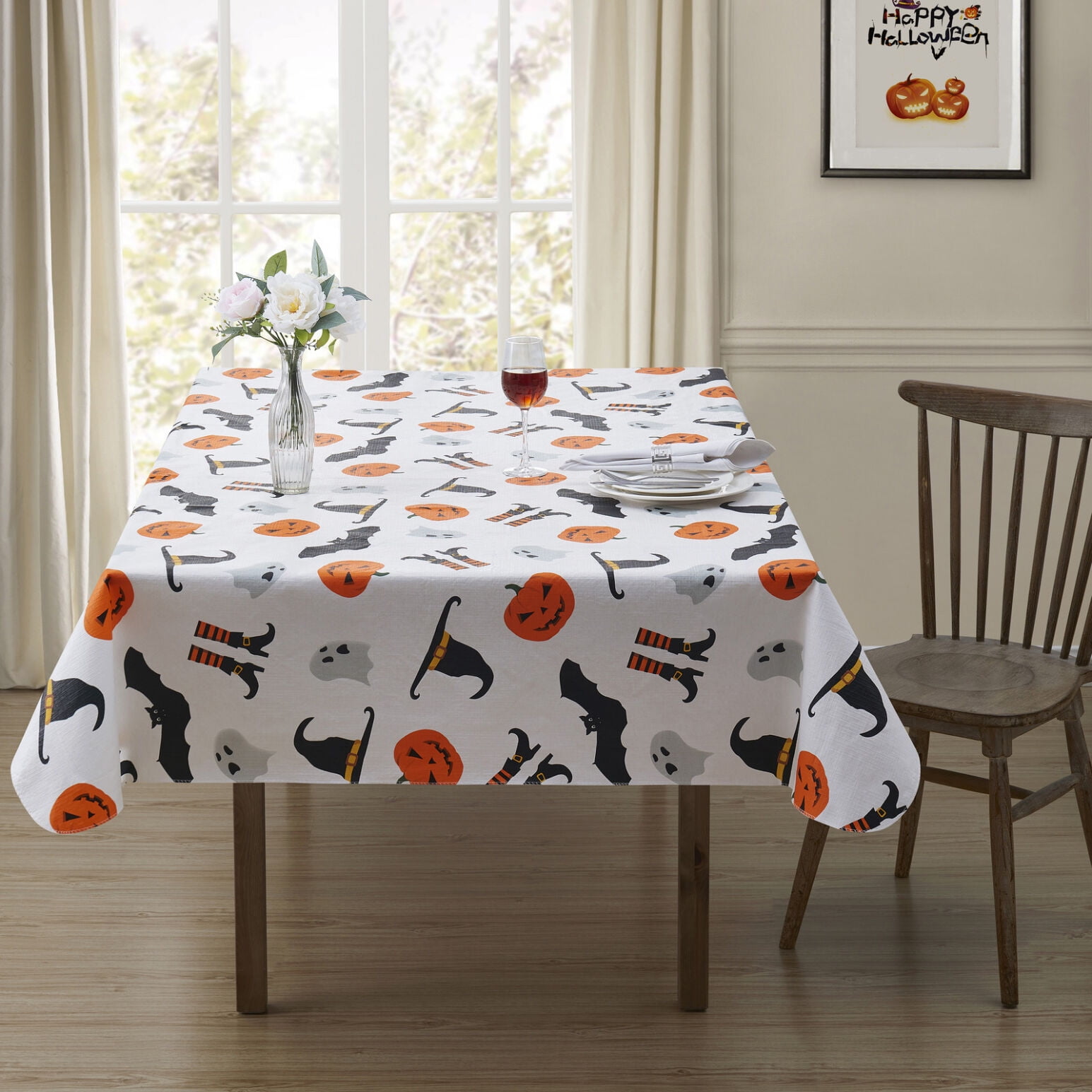 Serafina Home Halloween Vinyl Tablecloth: PEVA Vinyl with Flannel ...