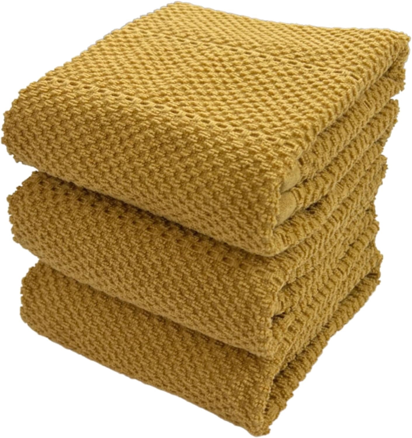 Serafina Home Gold Yellow Textured Kitchen Dish Towels 100% Cotton ...