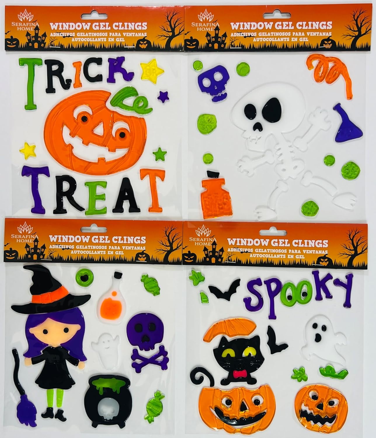 Serafina Home Halloween Gel Window Clings: Trick or Treating Ghosts ...