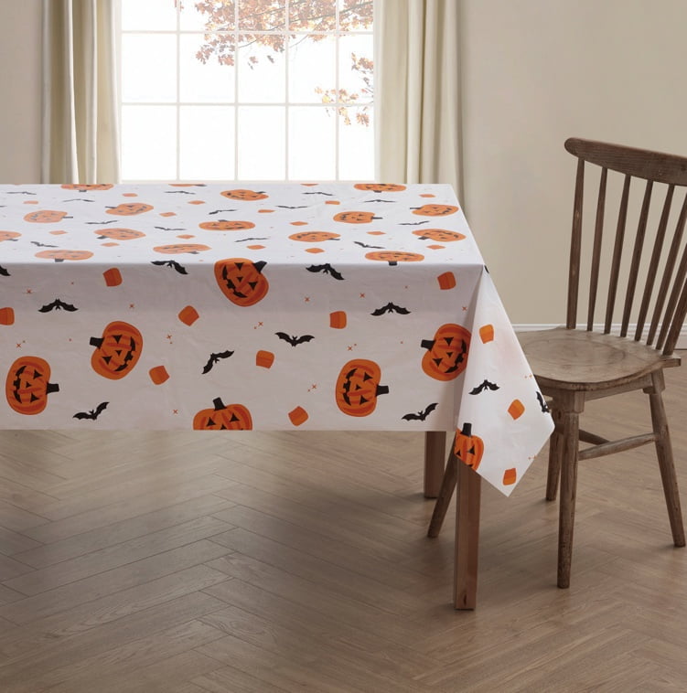 Serafina Home Halloween Pumpkins Vinyl Tablecloth: PEVA Vinyl with ...
