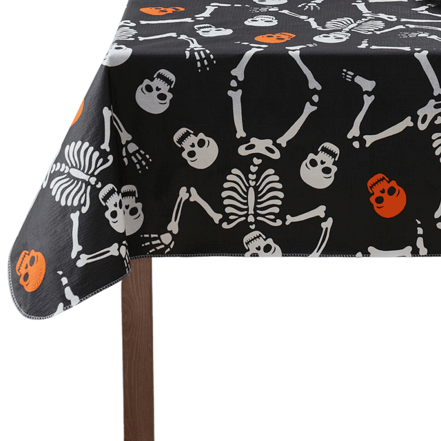 Serafina Home Halloween Skeleton Vinyl Flannel Back Tablecloth, 60" x ...
