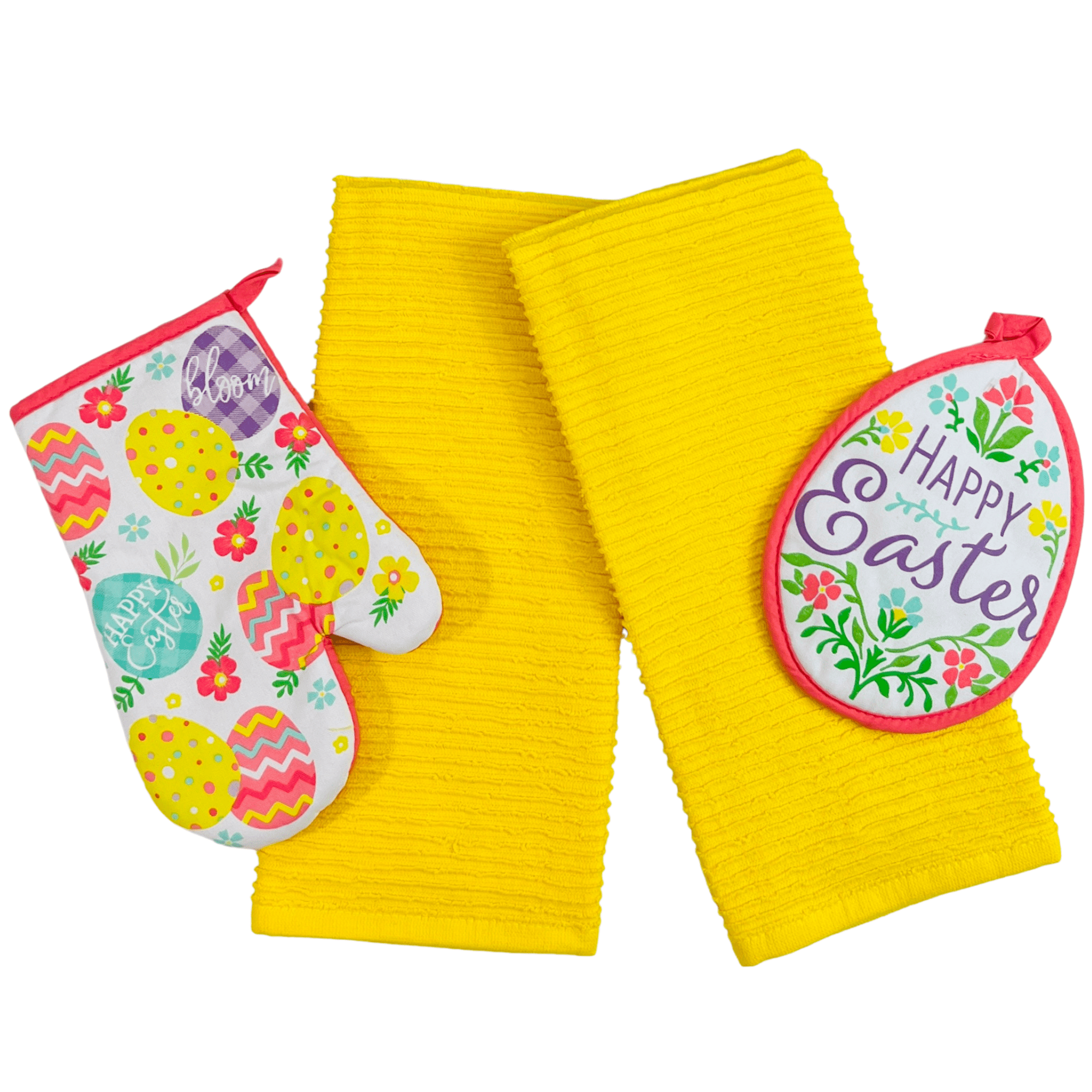 Serafina Home Happy Easter Kitchen Set, Two Yellow Kitchen Towels With ...