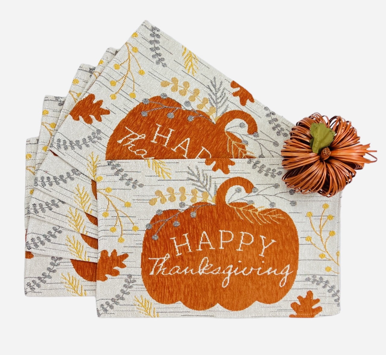Serafina Home Harvest Fall Fabric Placemats, Happy Thanksgiving, Set of ...