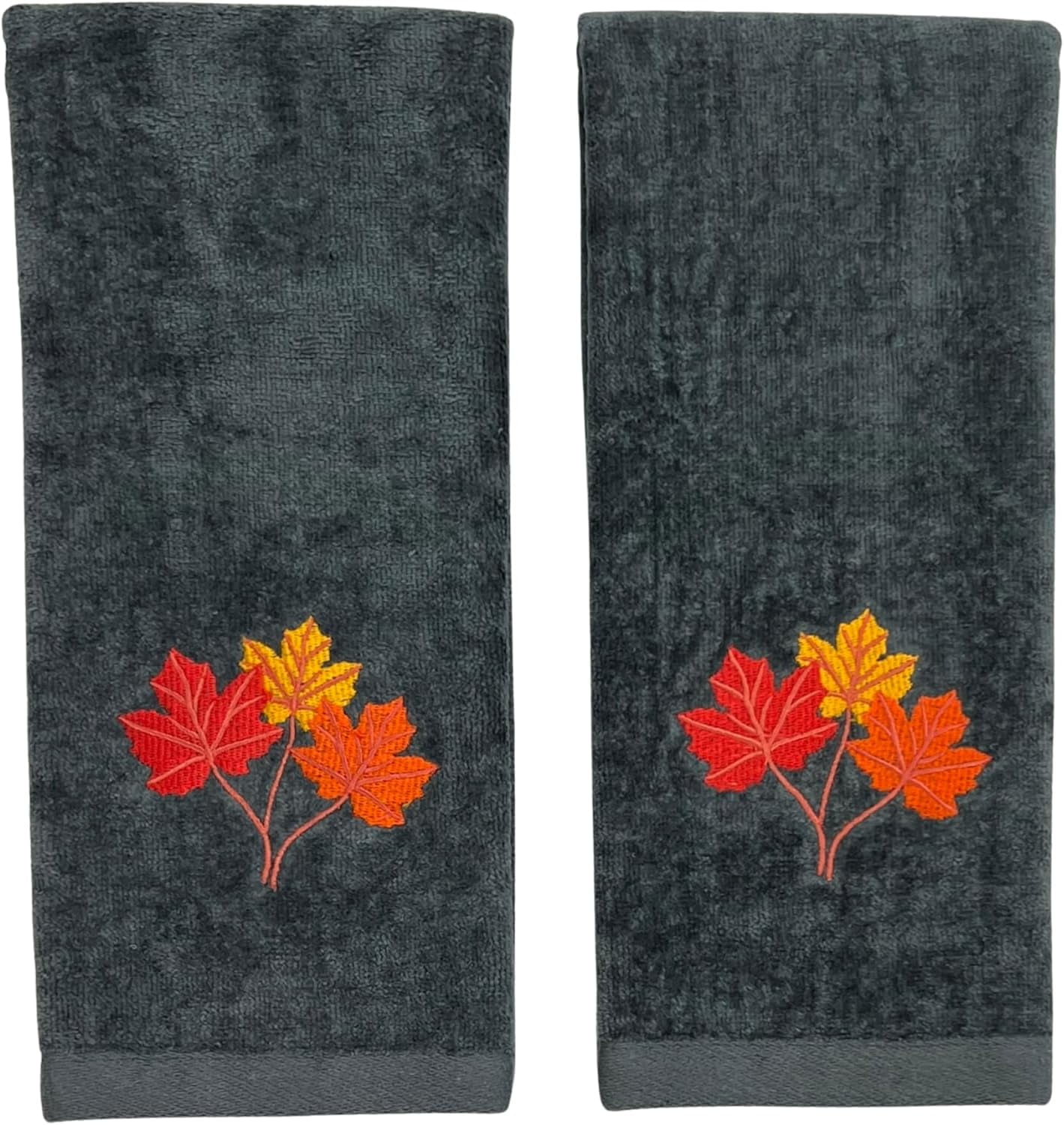 Serafina Home Harvest Fall Hand Towels: Plush Dark Grey Gray Cotton ...