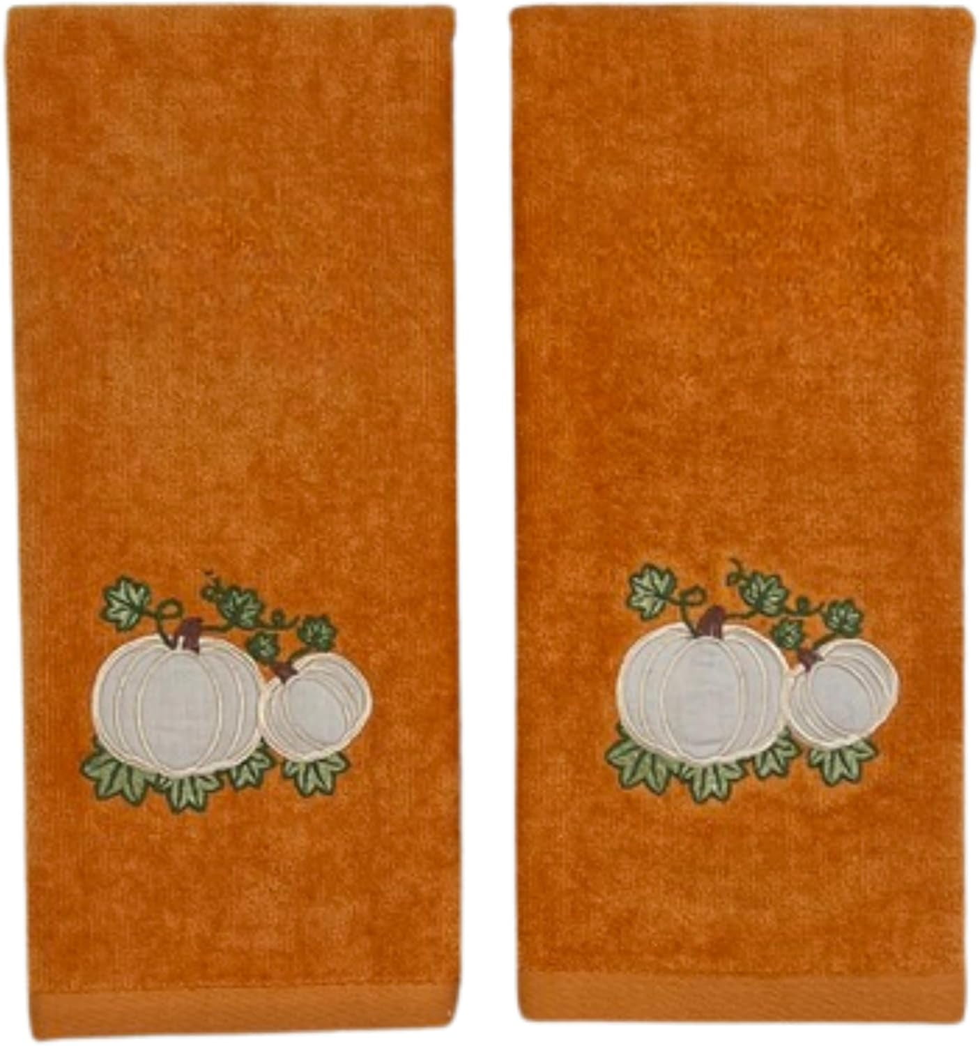 Serafina Home Harvest Fall Hand Towels: Plush Rust Orange Cotton Towels ...
