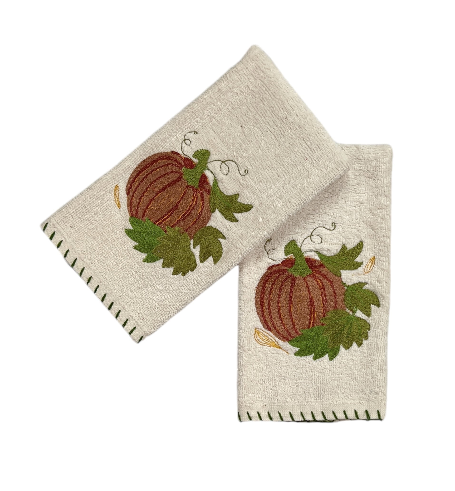 Serafina Home Fall Bathroom Fingertip Towels – Set of 2 Cream White 100 ...
