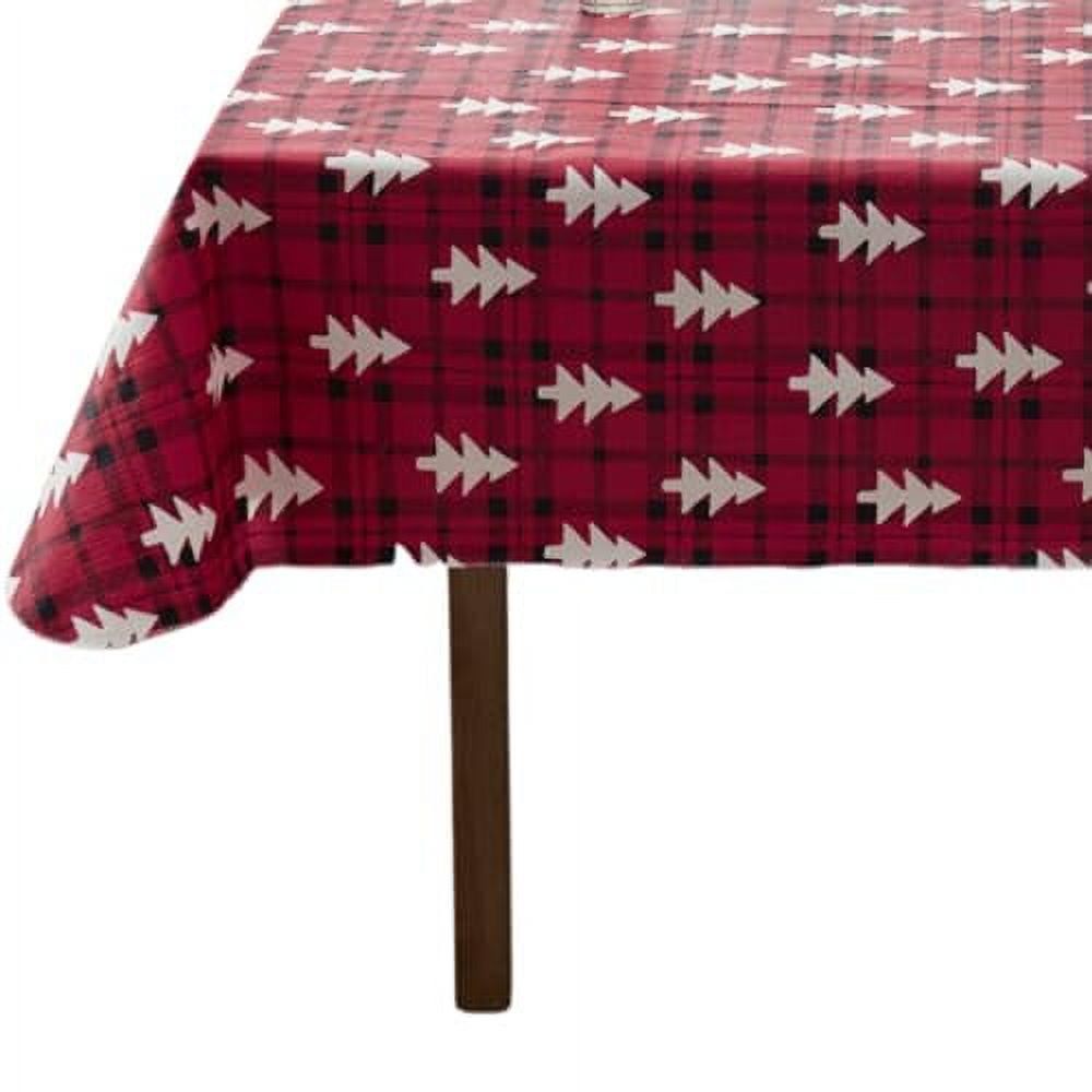 Serafina Home Holiday Christmas Check Tree Vinyl Tablecloth with ...