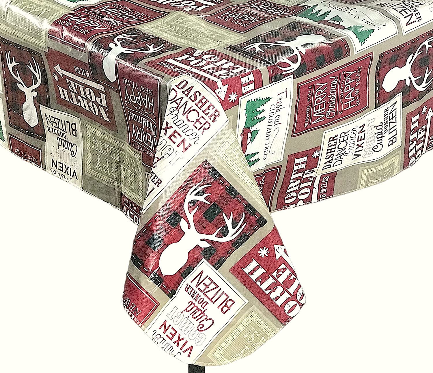 Serafina Home Holiday Christmas Vinyl Flannel Backed Tablecloth: Lodge ...