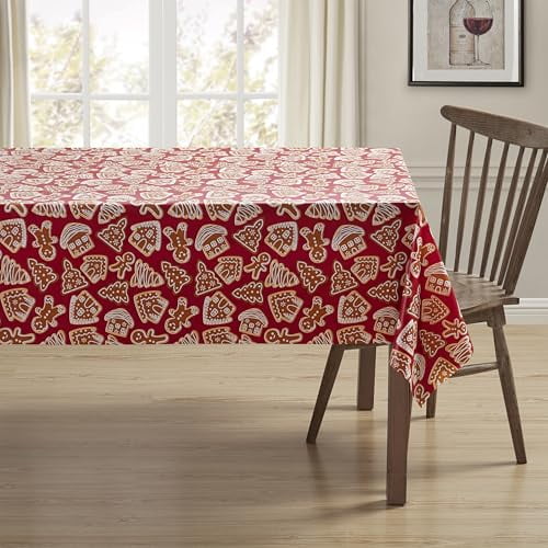 Serafina Home Holiday Christmas Vinyl Tablecloth with Flannel Backing ...
